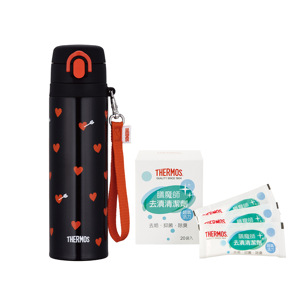Thermos-【THERMOS膳魔師】保溫瓶+去漬清潔劑優惠組-JNT-551-BKR+Z-VIE-N.